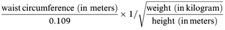 Abdominal volume index was obtained from the formula [ 5 ]:
